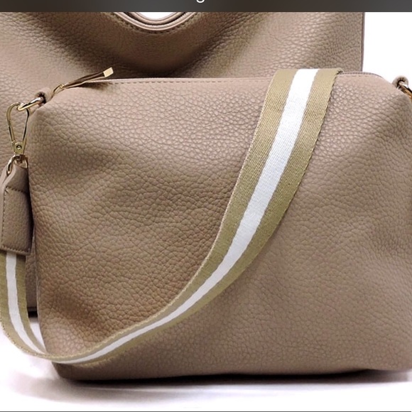 Bags | Vegan Leather Taupe Handbag | Poshmark